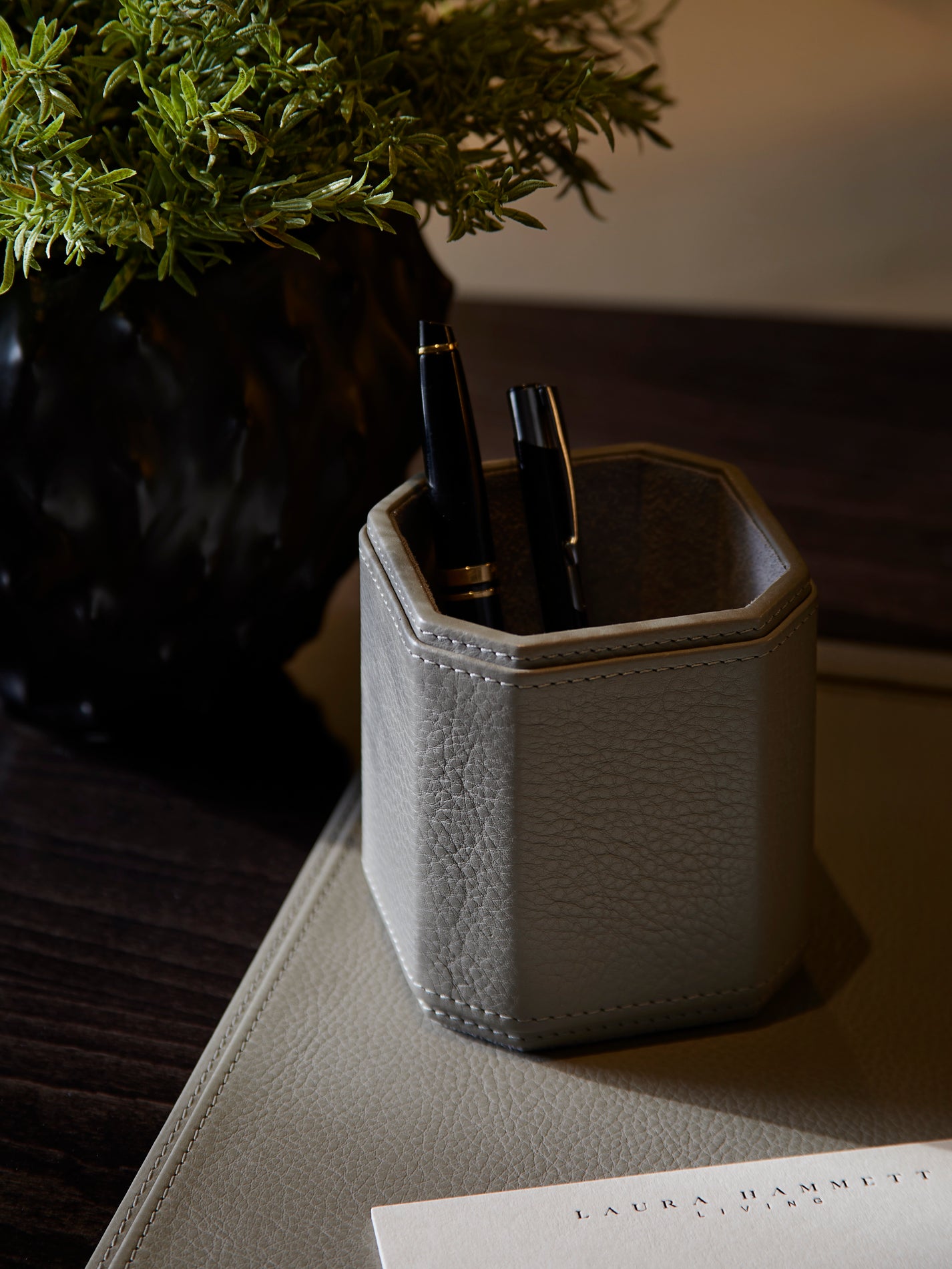 Adler Luxury Leather Pen Pot - Designer Home Office Accessories – Laura ...