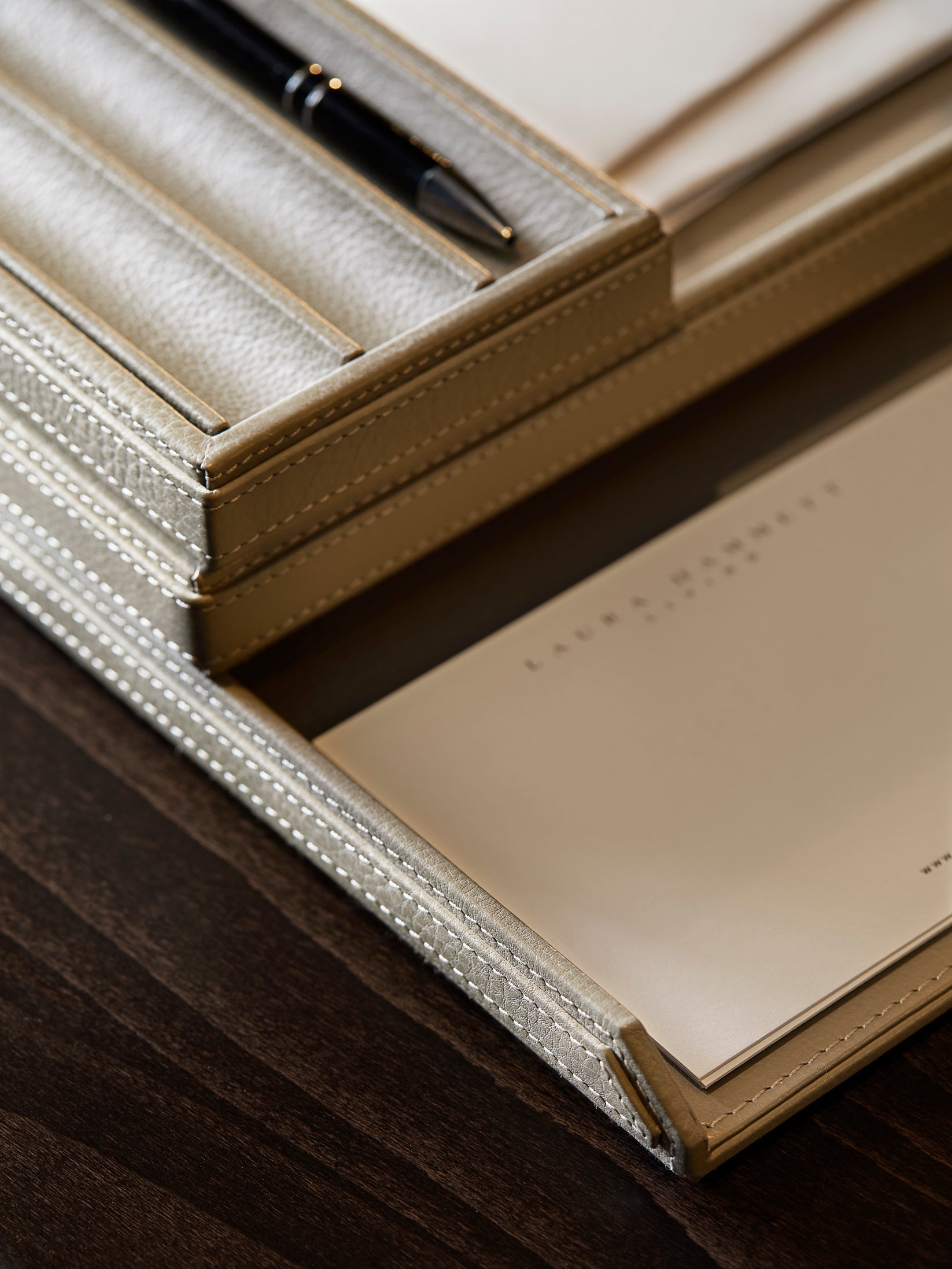 Adler Leather Stacking Desk Trays - Designer Home Office Accessories ...