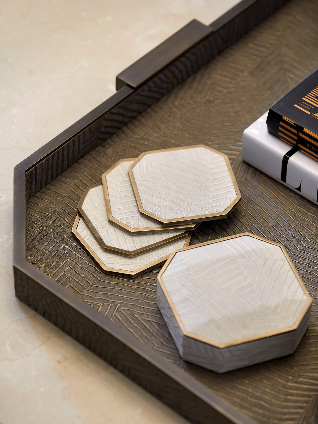 Elemental Luxury Coasters Ivory - Set of 4 - Laura Hammett Living