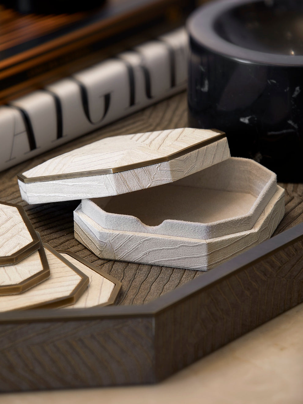 Elemental Luxury Coasters Ivory - Set of 4 - Laura Hammett Living