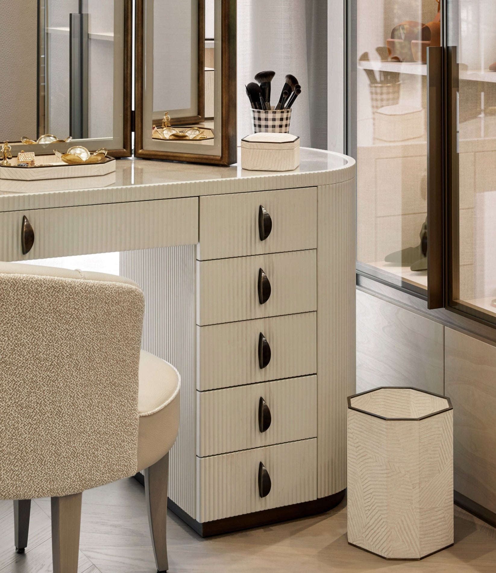 Elemental Luxury Waste Paper Bin - Ivory - Laura Hammett Luxury ...